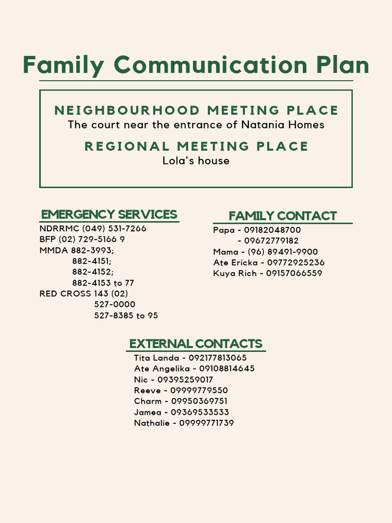 Eullaran - Family Communication Plan and Go Bag | PDF