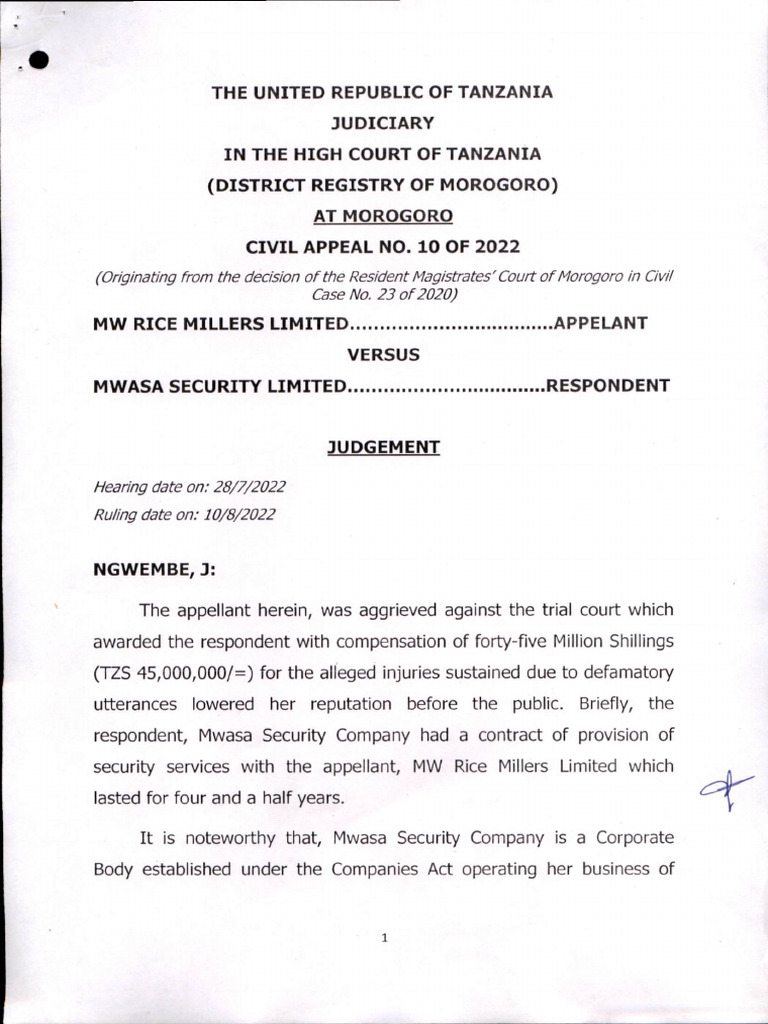 Not Every Suit For Defamation Is by Way of Petition MW Rice Millers ...