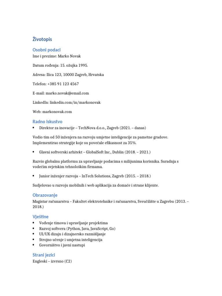 Zivotopis_Marko_Novak | PDF