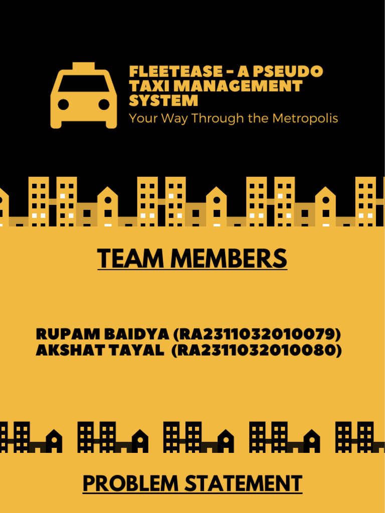 Taxi Business Card in Black Yellow Illustrative Style | PDF