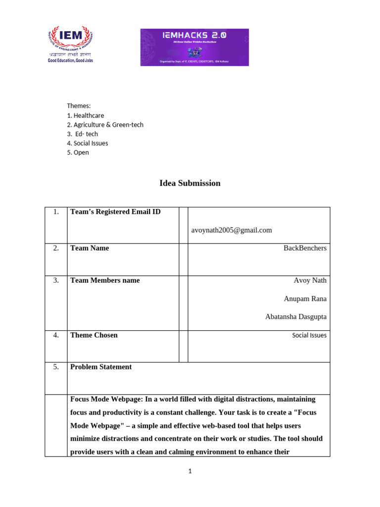 Idea Submission Template | PDF | Computing | Software