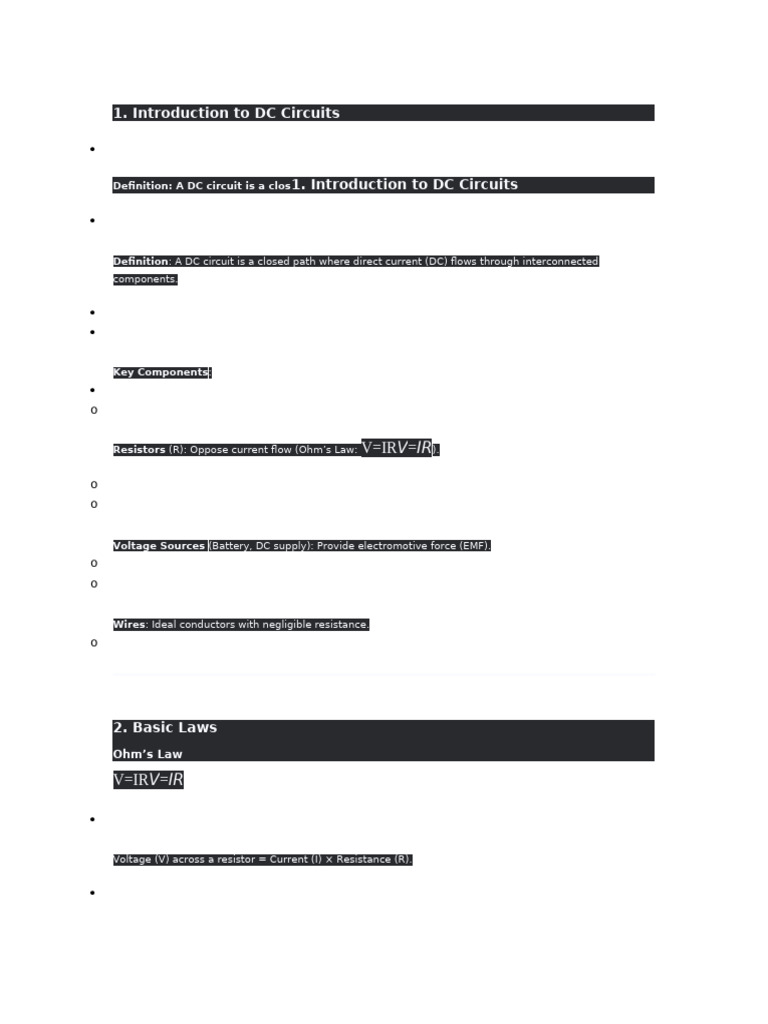 DC Circuit Analysis Template | PDF | Voltage | Series And Parallel Circuits