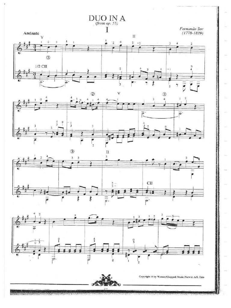 Sor Guitar Duo in A Op 55 | PDF