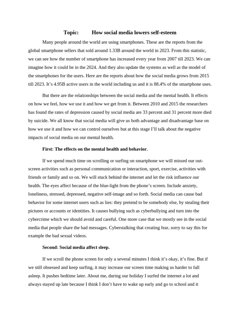 How Social Media Lowers Self-Esteem | PDF | Social Media | Popular ...