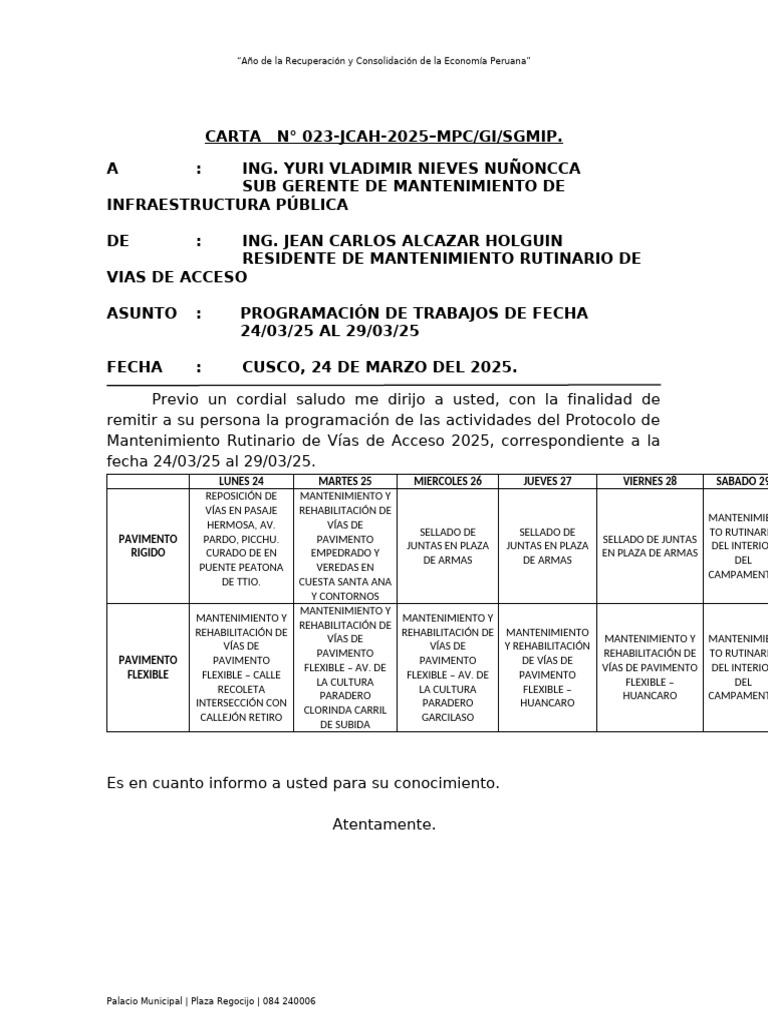 CARTA N 12 PROGRAMACION | PDF