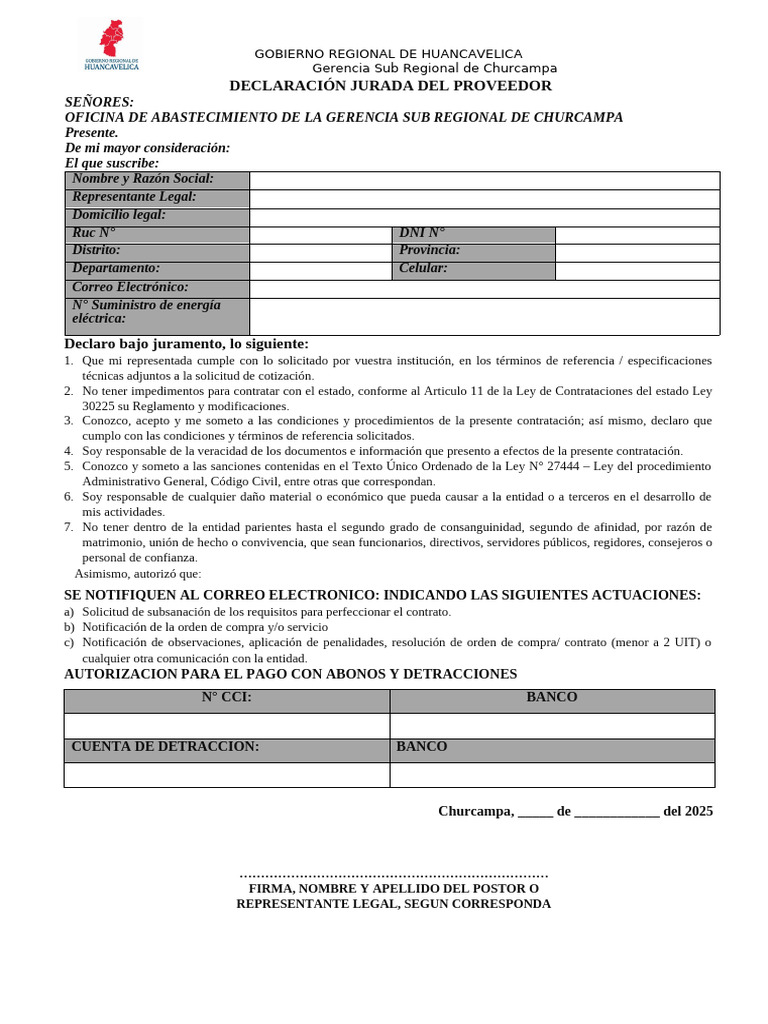 Declaracion Jurada 2025 | PDF