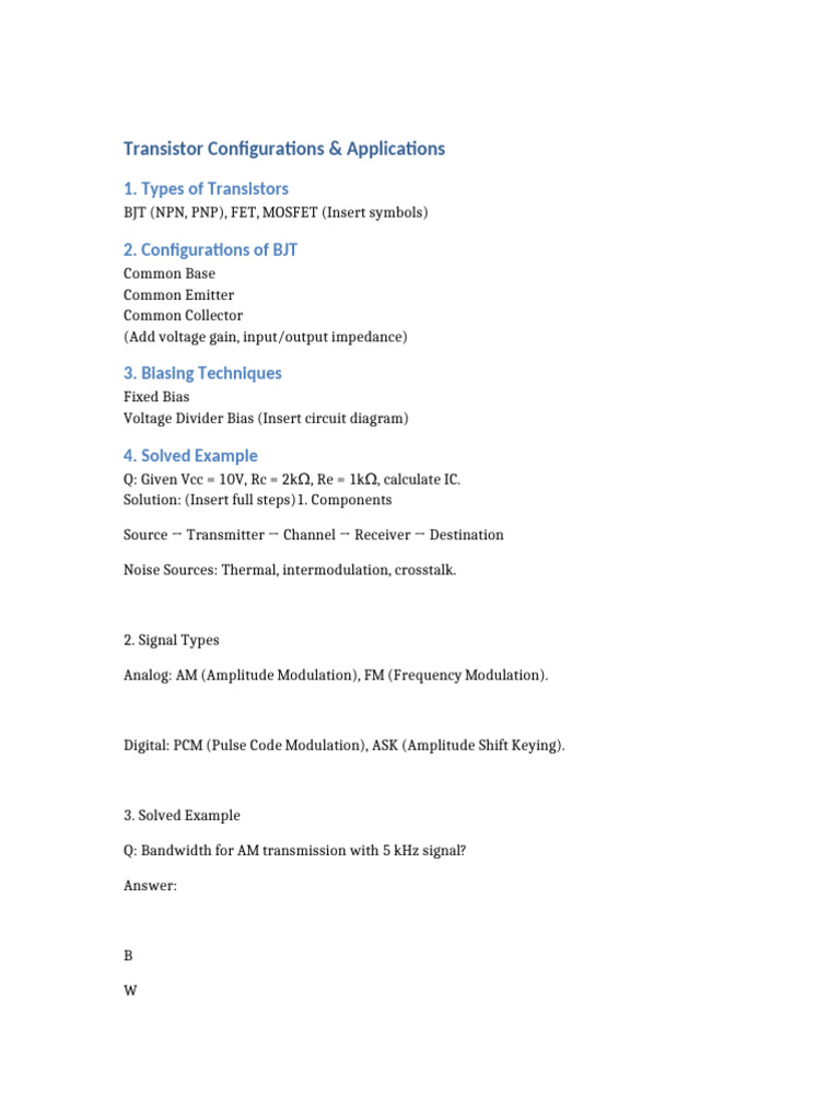 Transistor Configurations Template | PDF