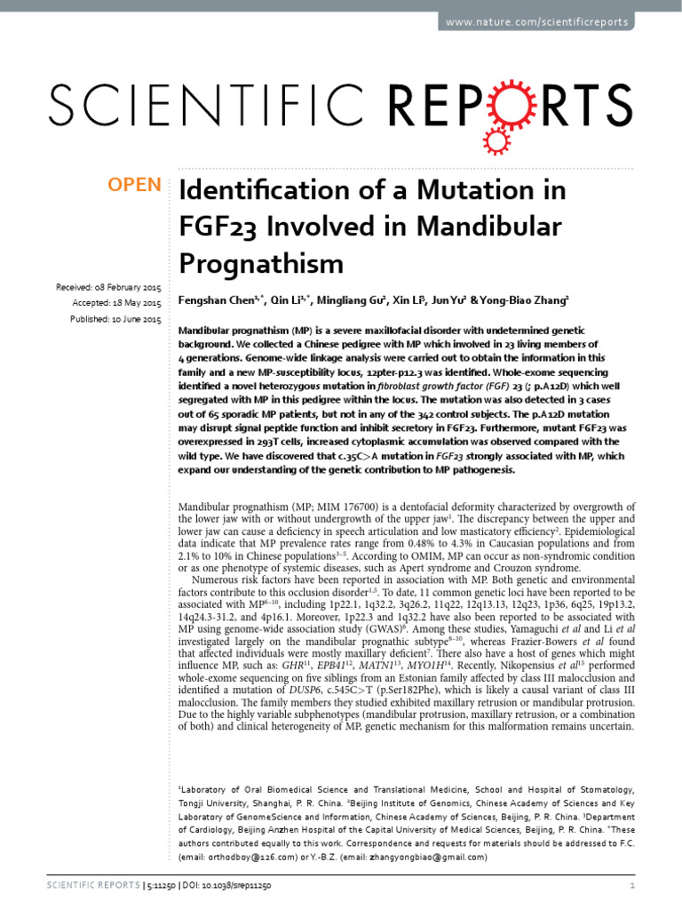 2015 SCI Rep-Identification of a Mutation in FGF23 Involved in ...