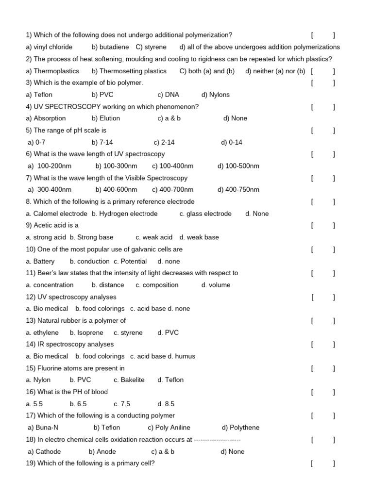 II Mid Important Questions | PDF | Polymers | Polyvinyl Chloride