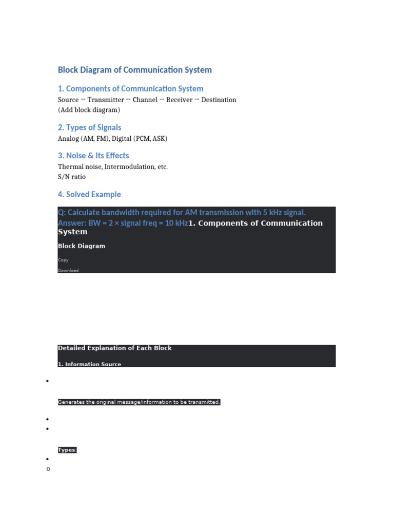 Communication System Overview and Analysis | PDF | Modulation ...