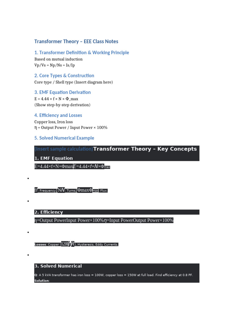 Transformer Theory Template | PDF | Amplifier | Bipolar Junction Transistor
