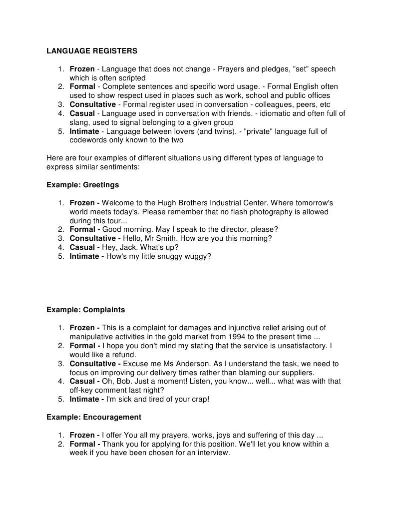 Language Registers | PDF | Human Communication | Communication