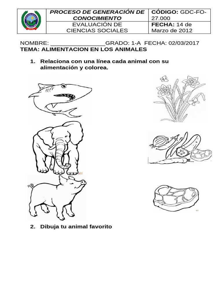 Alimentación de Animales para Primer Grado | PDF