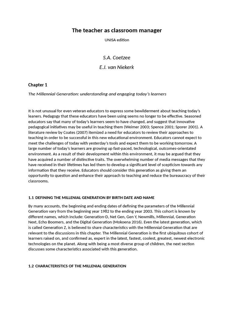 The Teacher As Classroom Manager - Chapter 1 | PDF | Learning ...