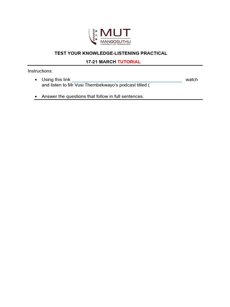 Listening Practical Tutorial | PDF