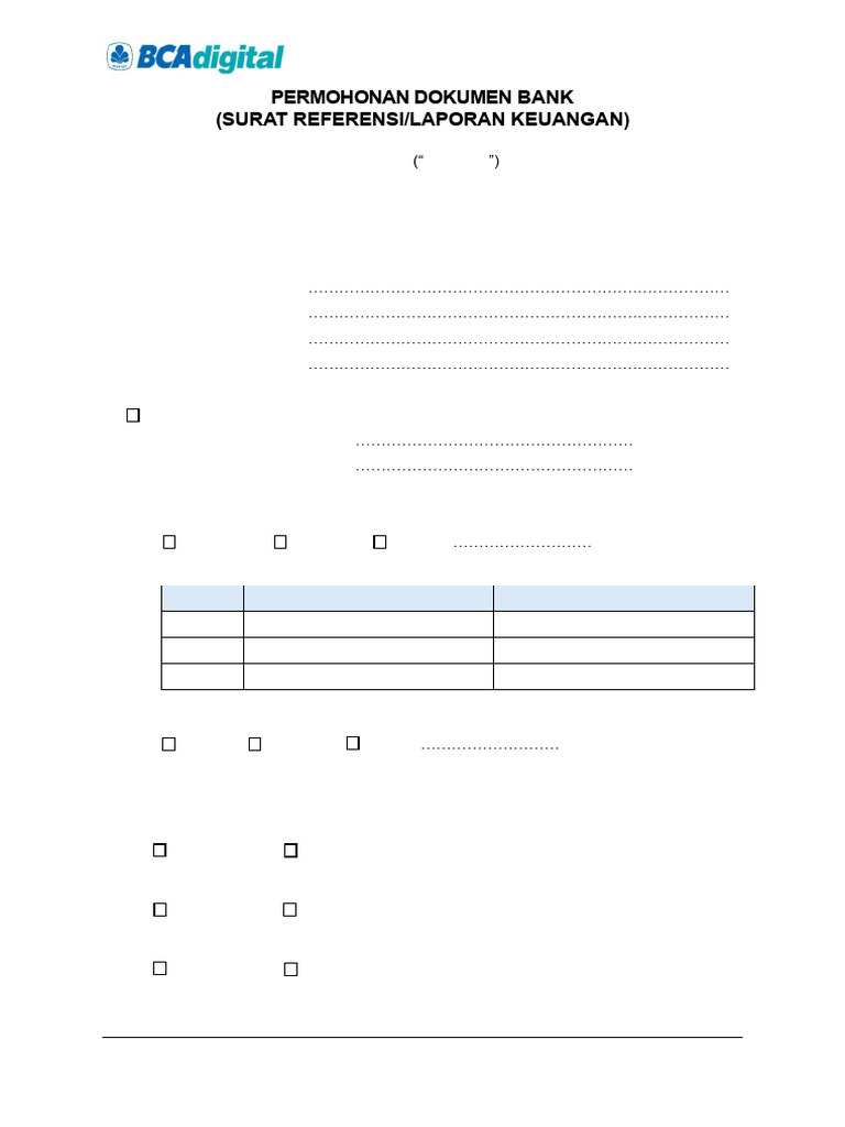 Permohonan Dokumen Bank | PDF