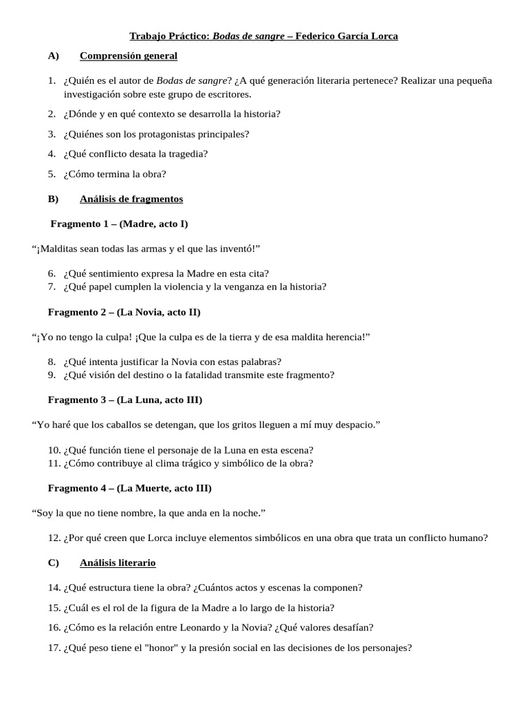 TP Bodas de Sangre | PDF