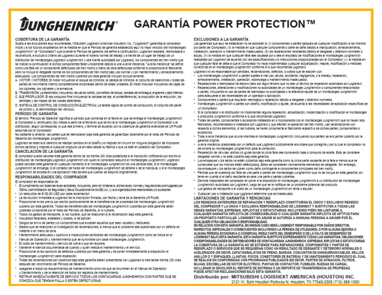 jungheinrich-power-protection-plus-warranty | PDF | Eje | Máquina elevadora