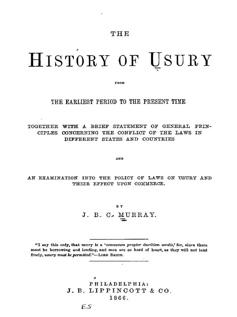 1866 - The History of Usury - J B C Murray | PDF | Usury | Interest