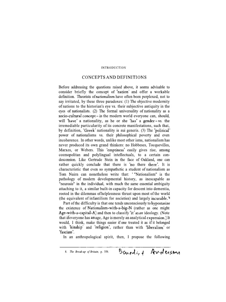Benedict Anderson Imagined Communities | PDF