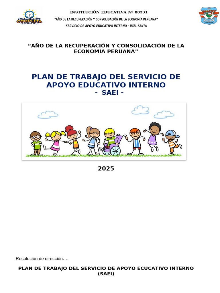 Plan de Apoyo Educativo Saei 2025 | PDF | Educación primaria ...