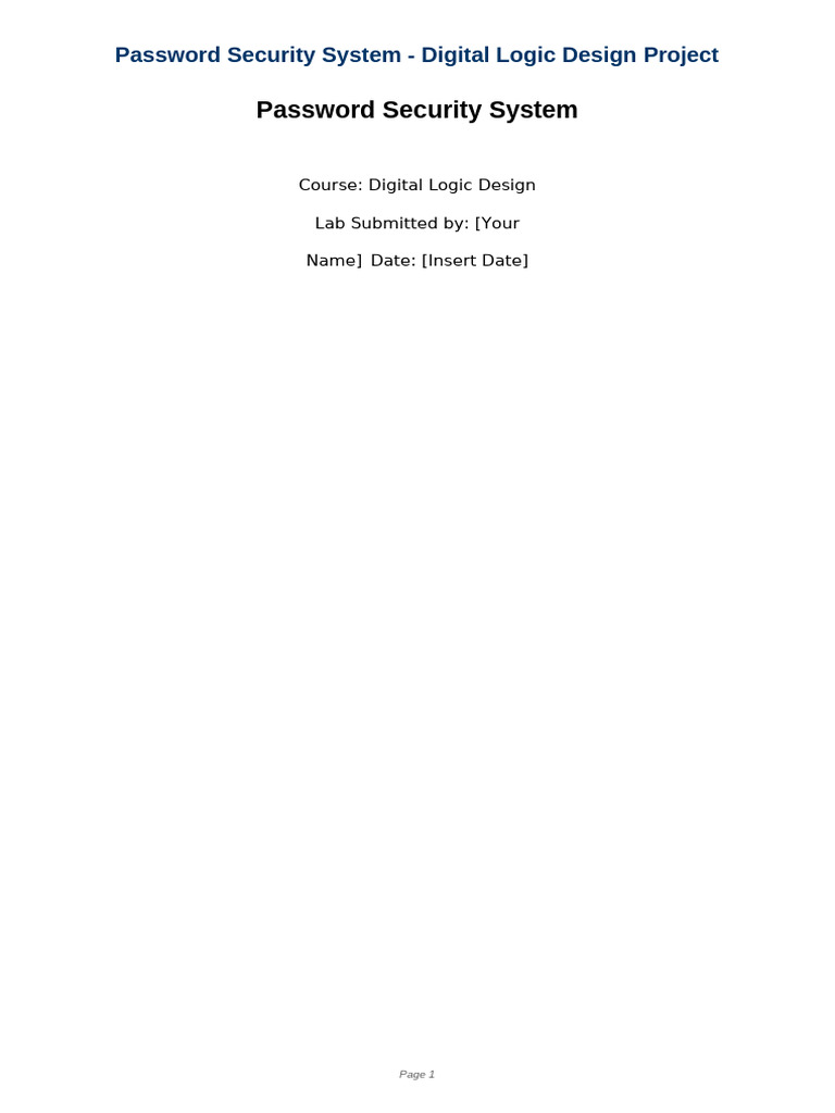 Complete Password Security System Report | PDF | Logic Gate | Logic