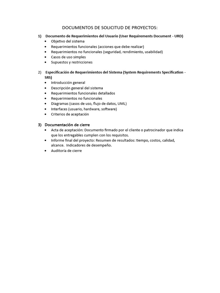 Documentos de Solicitud de Proyectos | PDF