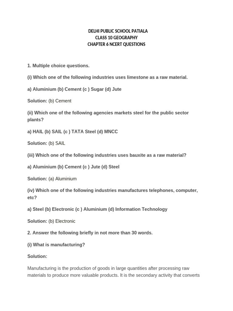 Geography Class 10 Chapter 6 | PDF | Sewage Treatment | Steel