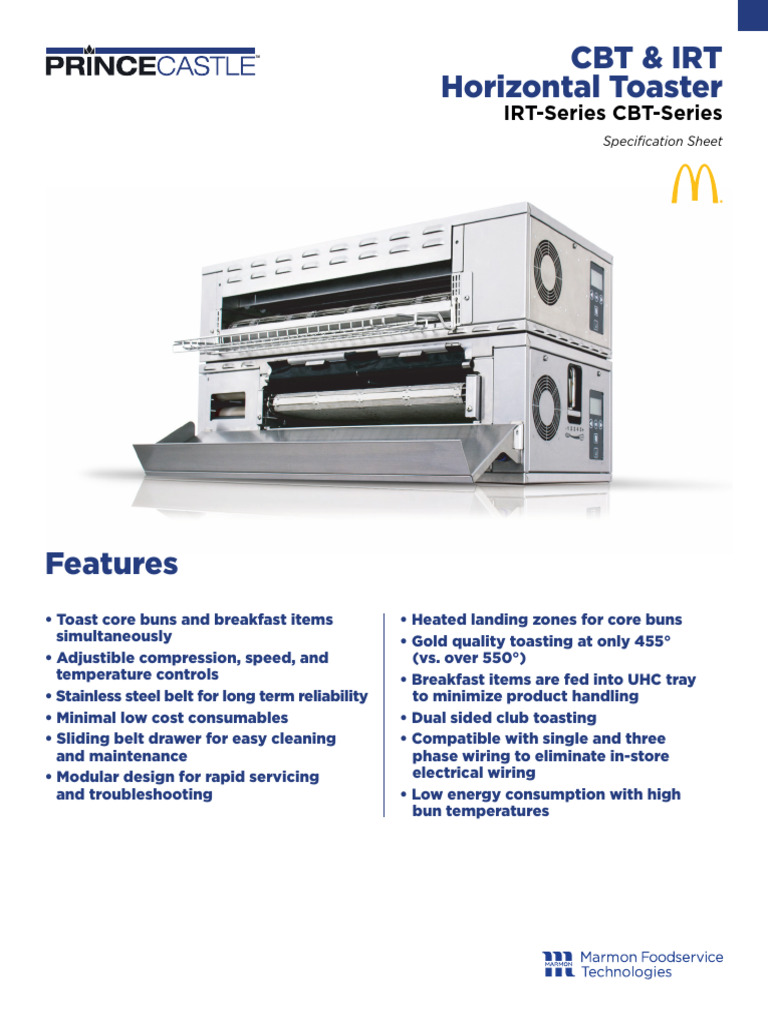 PC_SpecSheet_McDonalds_CBT-IRT_Toaster | PDF