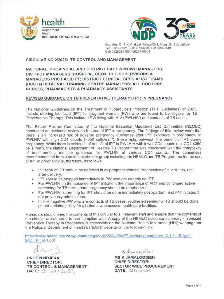 2025 Ndoh TPT in Pregnancy 30 January 2025 | PDF