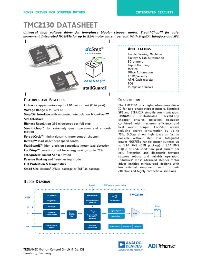 TMC2130 Datasheet Rev1.16 | PDF | Electric Motor | Microcontroller