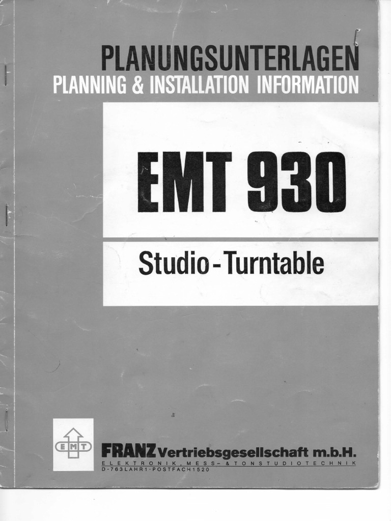 Planning&installation Information EMT 930 | PDF