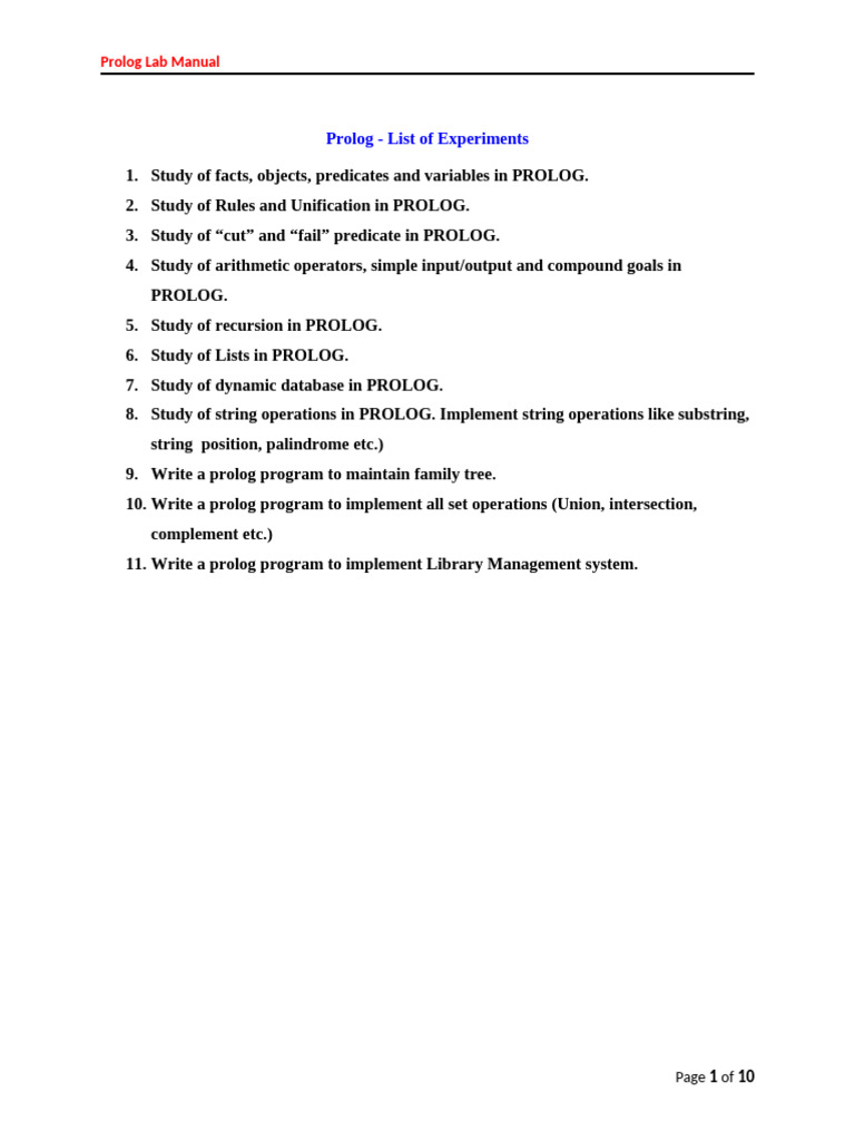 Prolog List Operations Guide | PDF | String (Computer Science ...