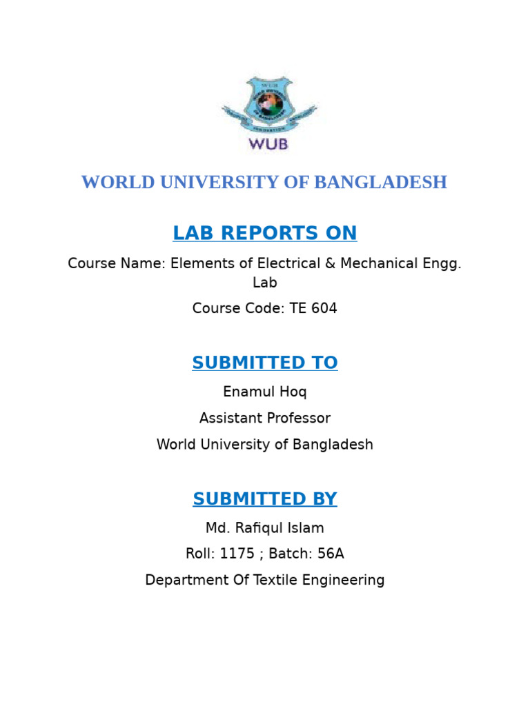 Lab Reports: Electrical & Mechanical Engg. | PDF