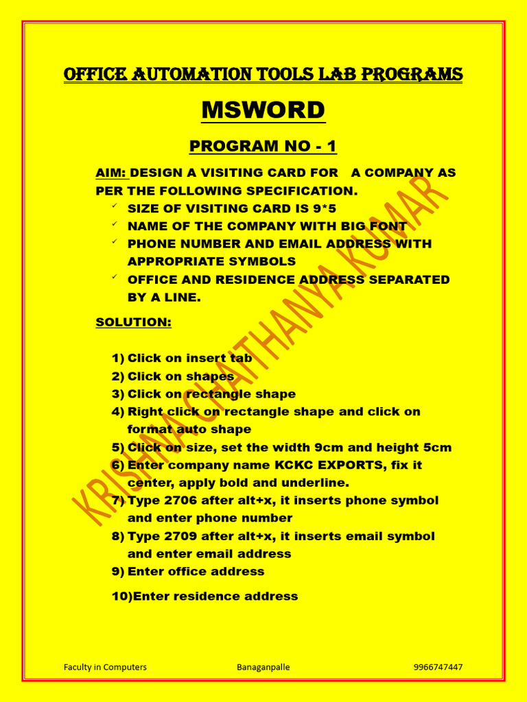 Office Automation Tools Lab Guide | PDF | Page Layout | Salary