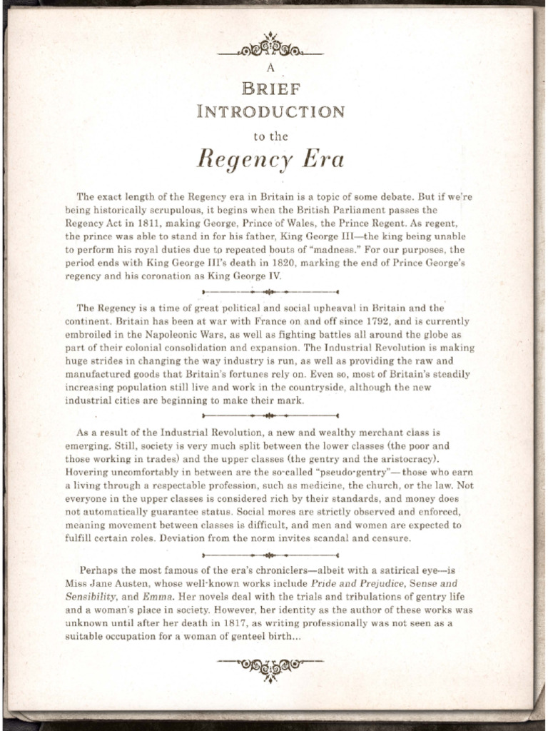 A Brief Intro To The Regency Era | PDF