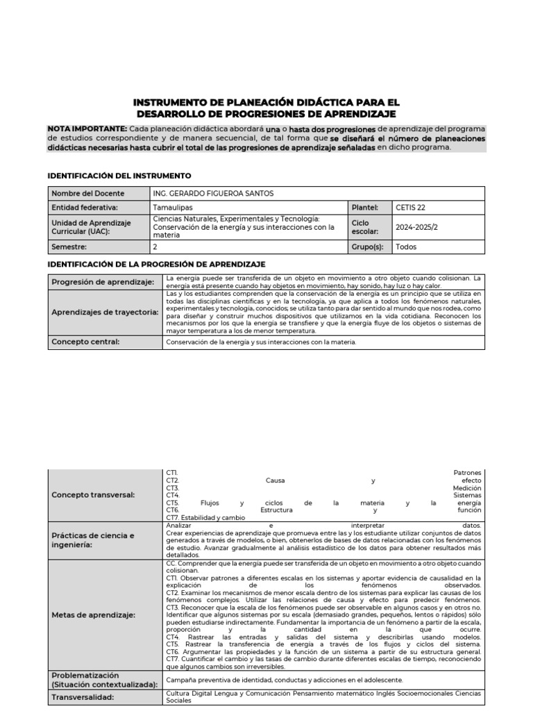 Progresion 1 Ciencias experimentales 2do. Semestre | PDF | Evaluación | Datos