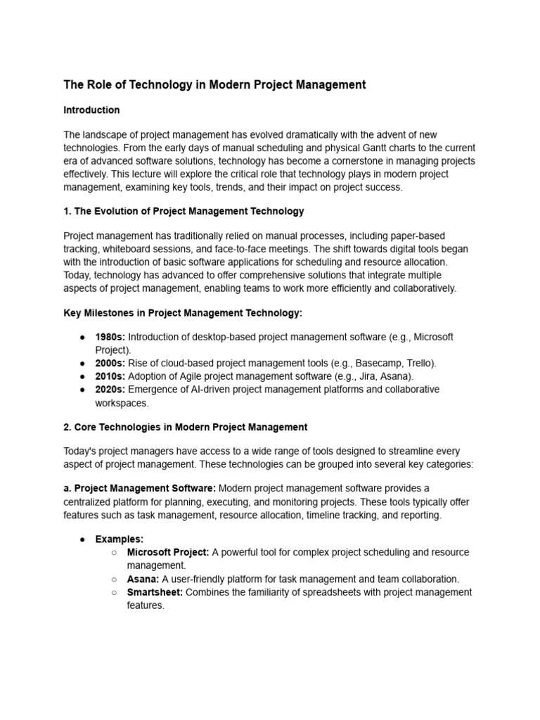 Technology's Impact on Project Management | PDF | Project Management ...