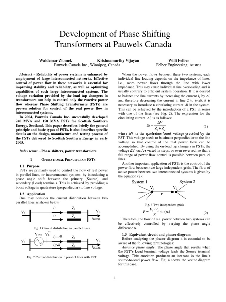 Phase Shifting Transformers | PDF | Transformer | Electrical Impedance