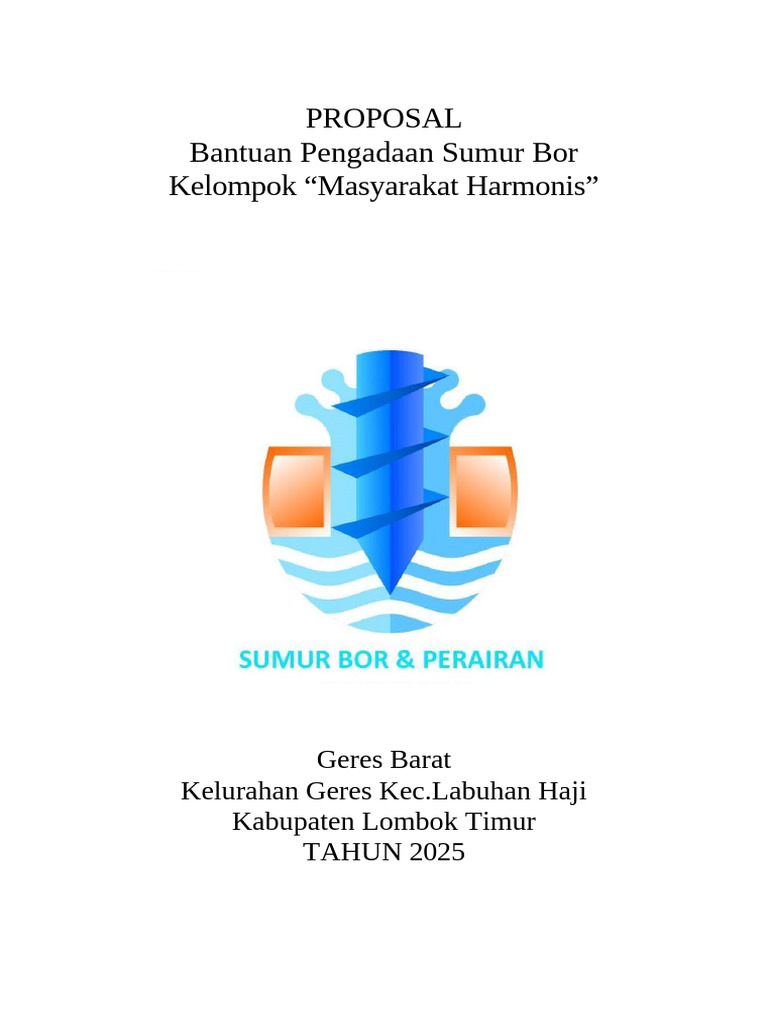 Proposal Sumur Bor Besulutu Konawe | PDF
