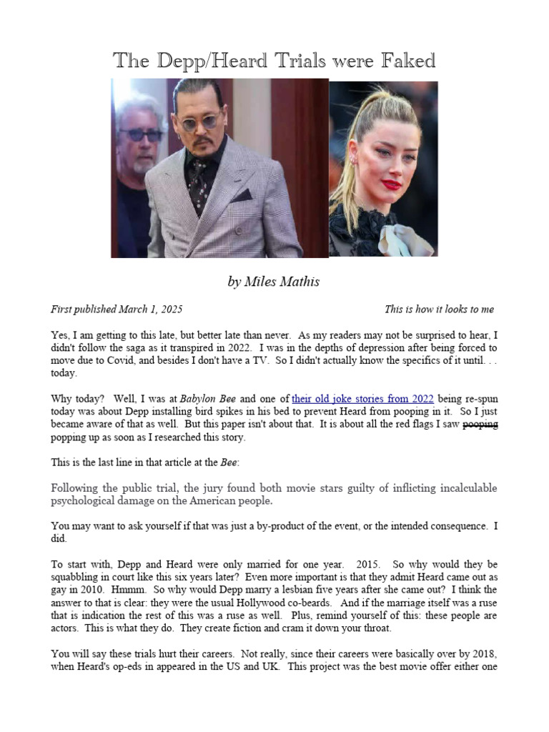 The Depp-Heard Trials were Faked | PDF | Johnny Depp | Non Disclosure Agreement