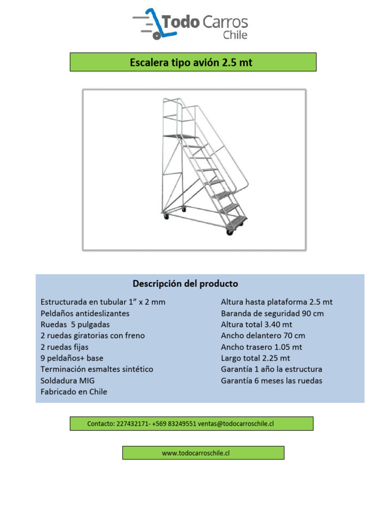 Ficha Tecnica Escalera Tipo Avion 2.5 MT Rotomoldeo | PDF