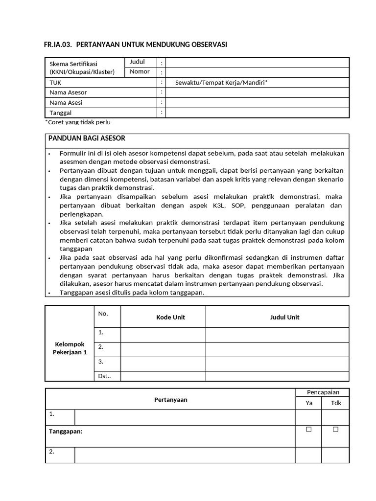 FR - IA.03. Pertanyaan Mendukung Observasi (PMO) | PDF