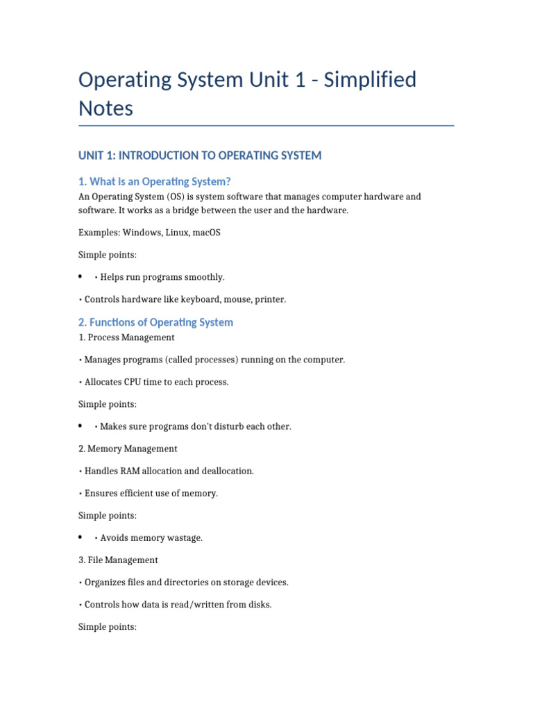 Operating System Unit1 Simplified | PDF