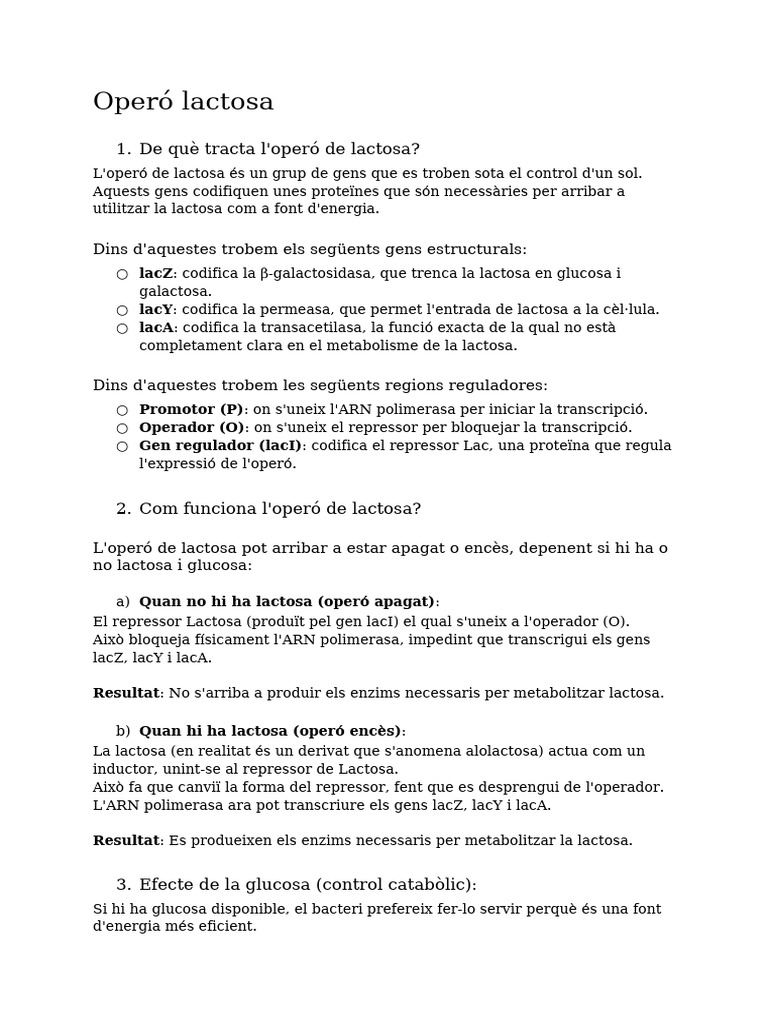 Operó Lactosa | PDF
