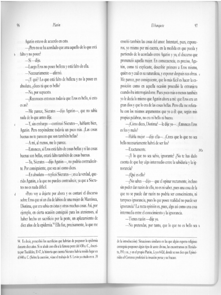 Platón, Banquete, 201d-212c, Versión A | PDF