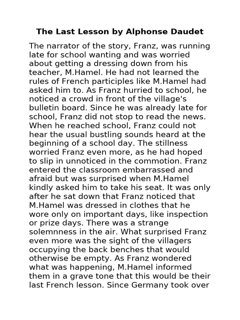 The Last Lesson by Alphonse Daudet | PDF