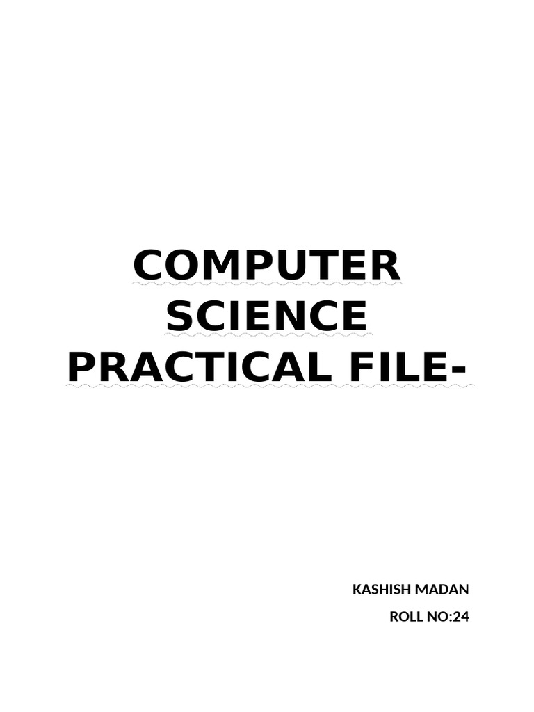 Computer Practical File Coverpage | PDF