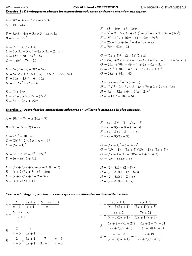 1S - AP - Séance 1 correction | PDF