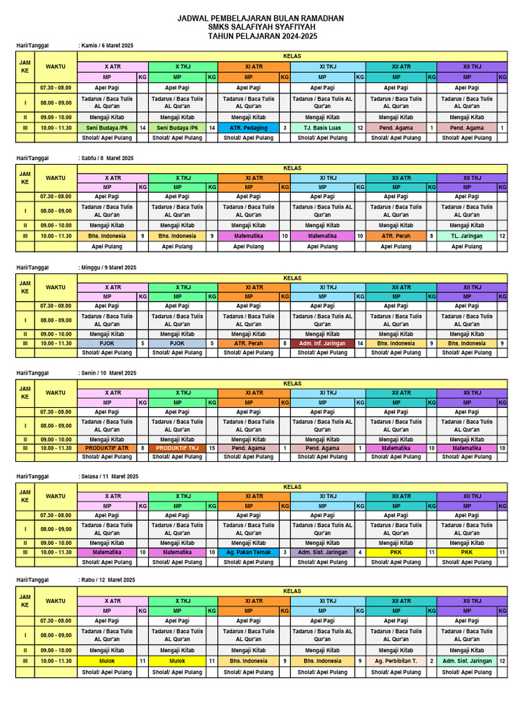 Jadwal KBM Ramadan | PDF